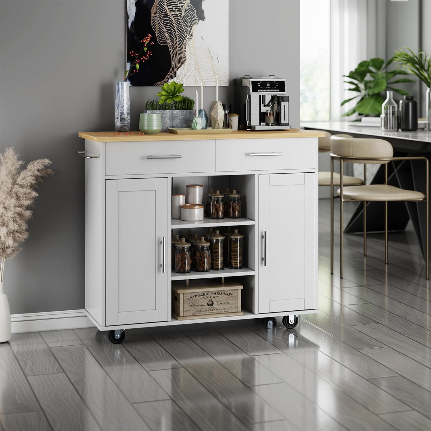 Kitchen Island Cart Furniture cart on Wheels with Storage，Rolling ...
