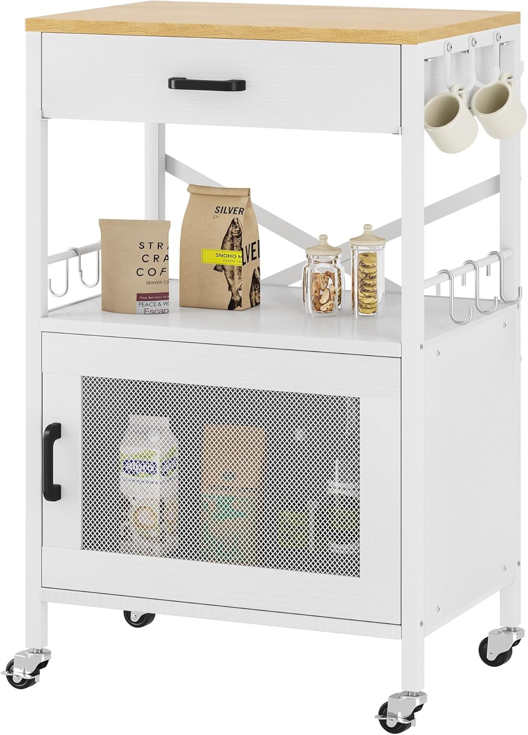 Kitchen Island Cart, Kitchen Storage Cart with Drawer, Microwaves Stand ...