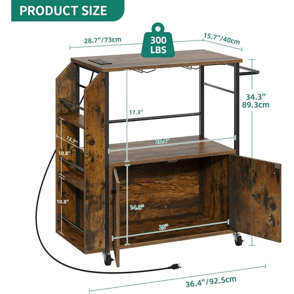 Kitchen Island Cart with Power Outlet, 36 Inch Mobile Kitchen Cart with ...