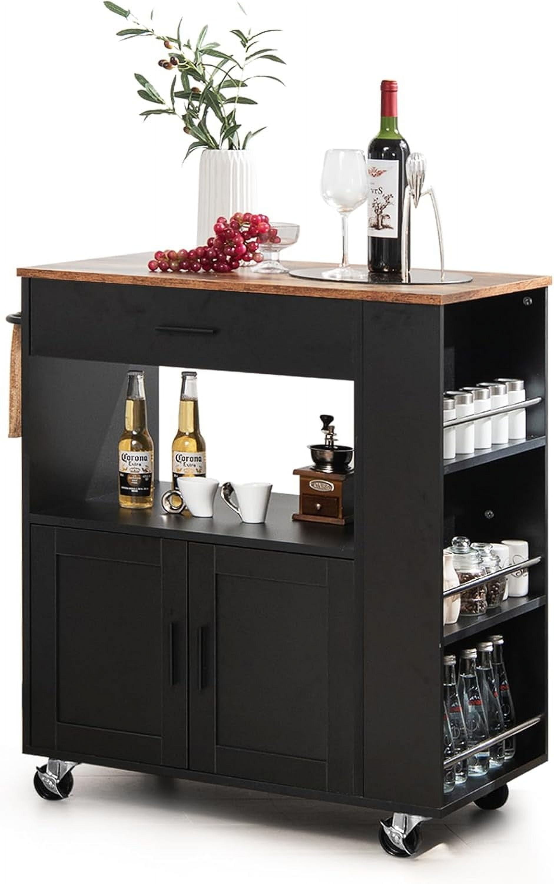 Kitchen Island Cart, Rolling Kitchen Carts on Wheels with Storage ...