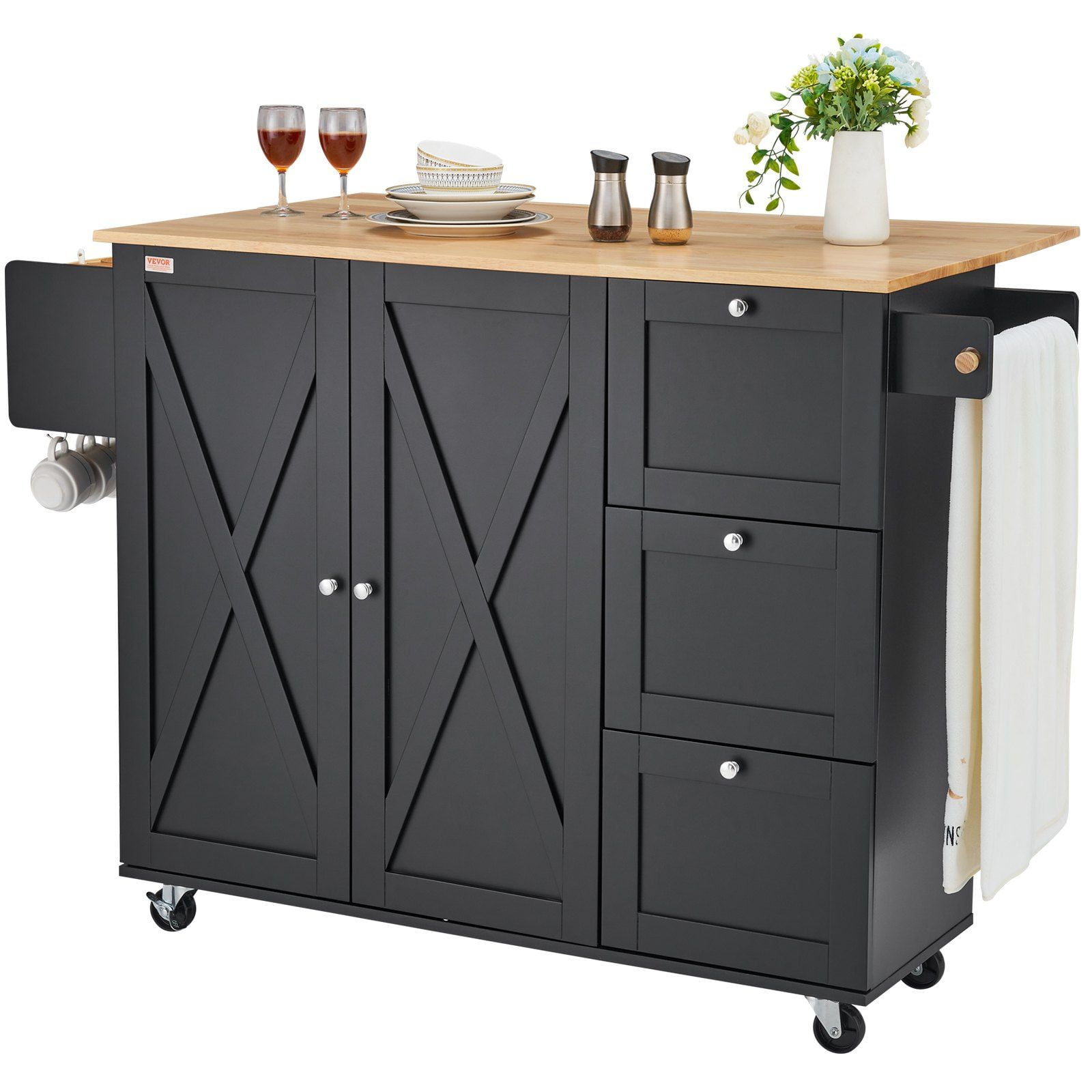 Kitchen Island Cart Rolling Storage Cabinet on Wheel with Drawer ...
