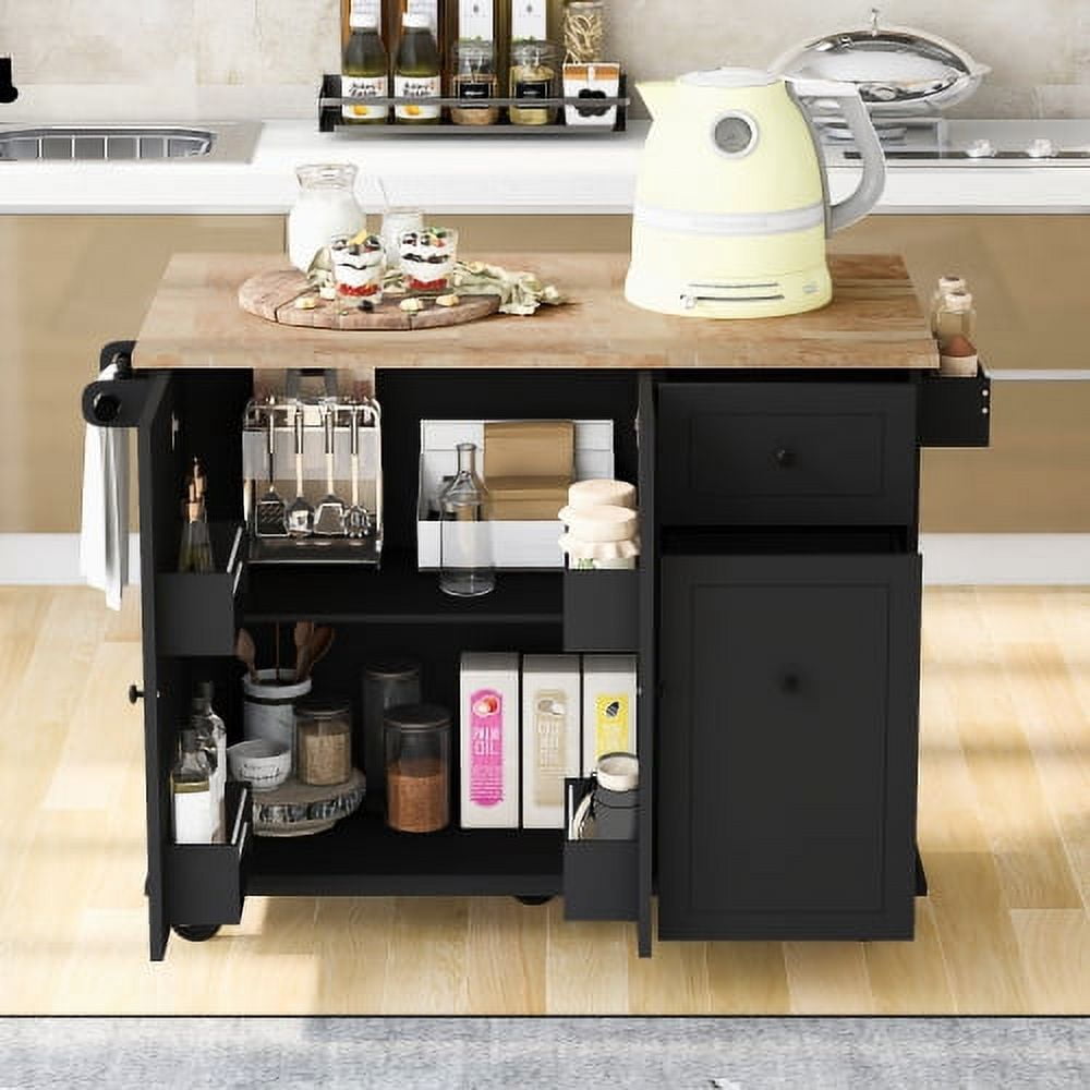 Kitchen Island Cart with Storage,53.9" Rolling Kitchen Island Side ...