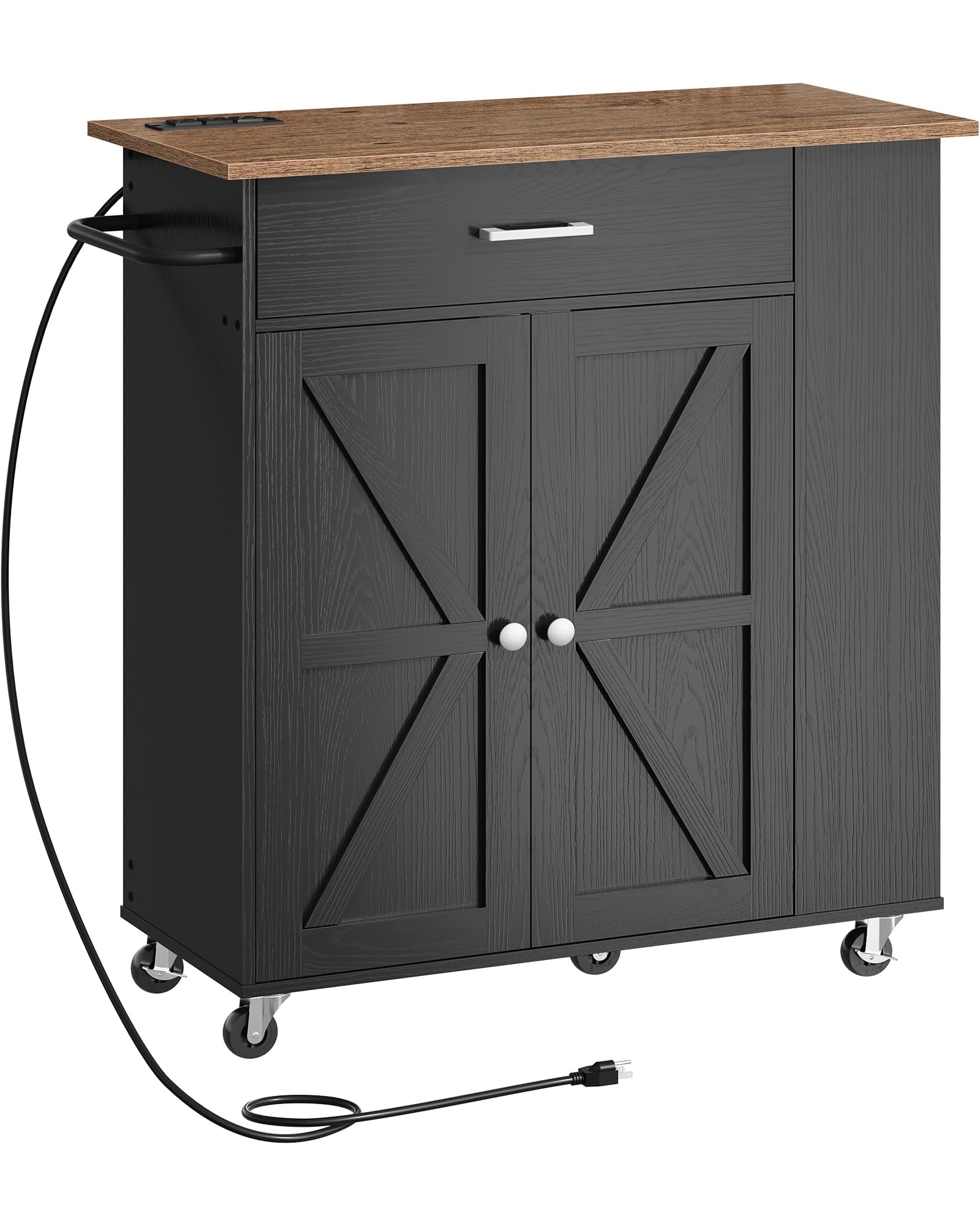 Kitchen Island Cart with Storage, Bar Cart with Charging Station ...