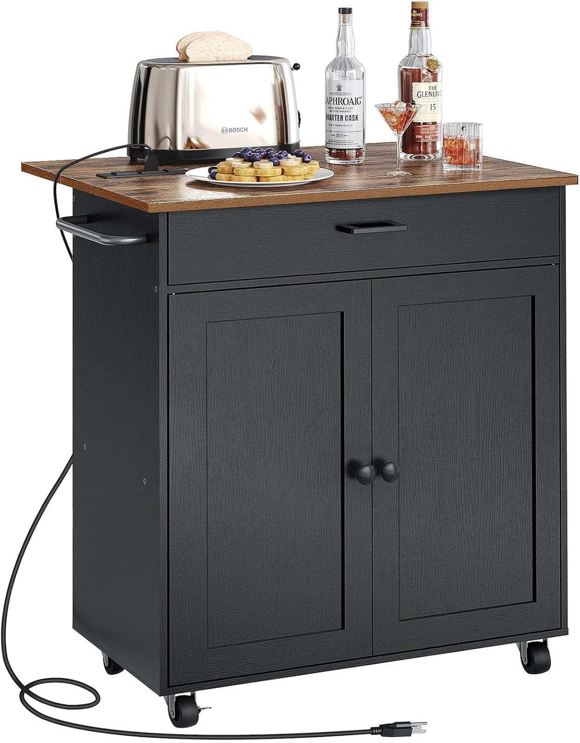 Kitchen Island Cart with Storage, Kitchen Island Table with Charging ...