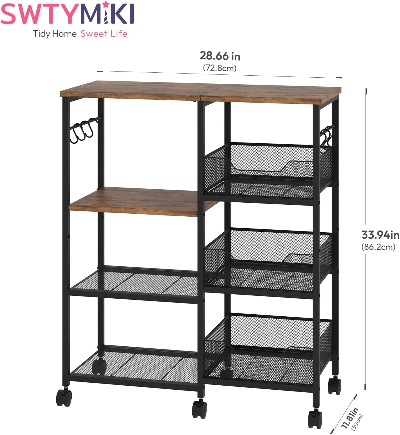 Kitchen Island Cart on Wheels - 4 Tier Rolling Kitchen Table Cart with ...