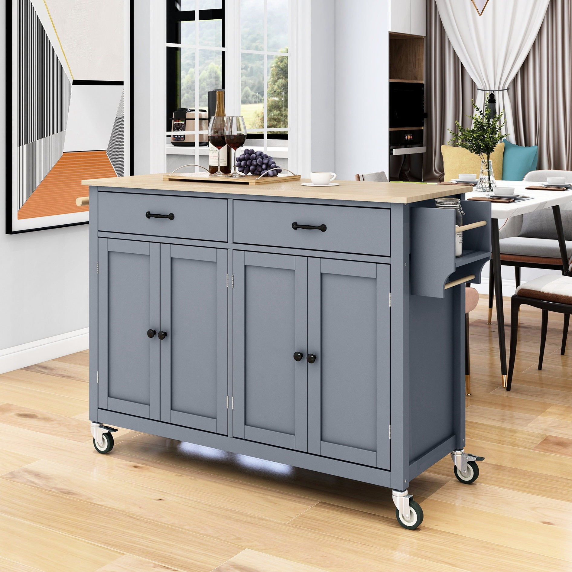 Kitchen Island Cart with Adjustable Shelves - Customizable Storage for ...
