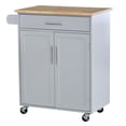Kitchen Island Cart with Wood Top, Rolling Kitchen Trolley with Drawer ...