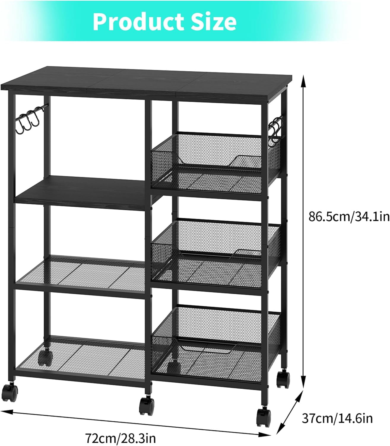 Kitchen Island Carts on Wheels with Storage - 4-Tier Microwave Table ...