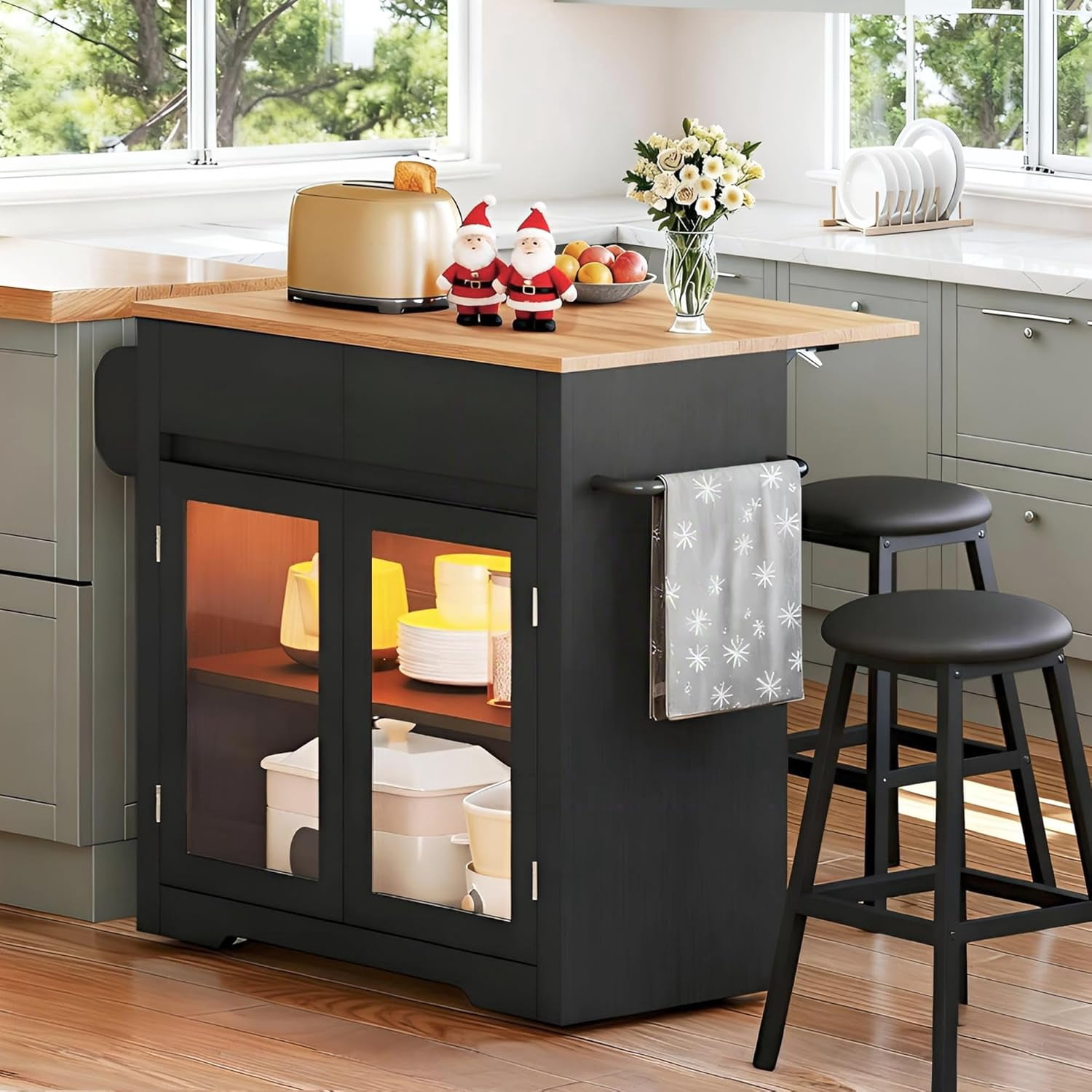 Kitchen Island with Drop Leaf Mobile Kitchen Storage Islands with Power ...