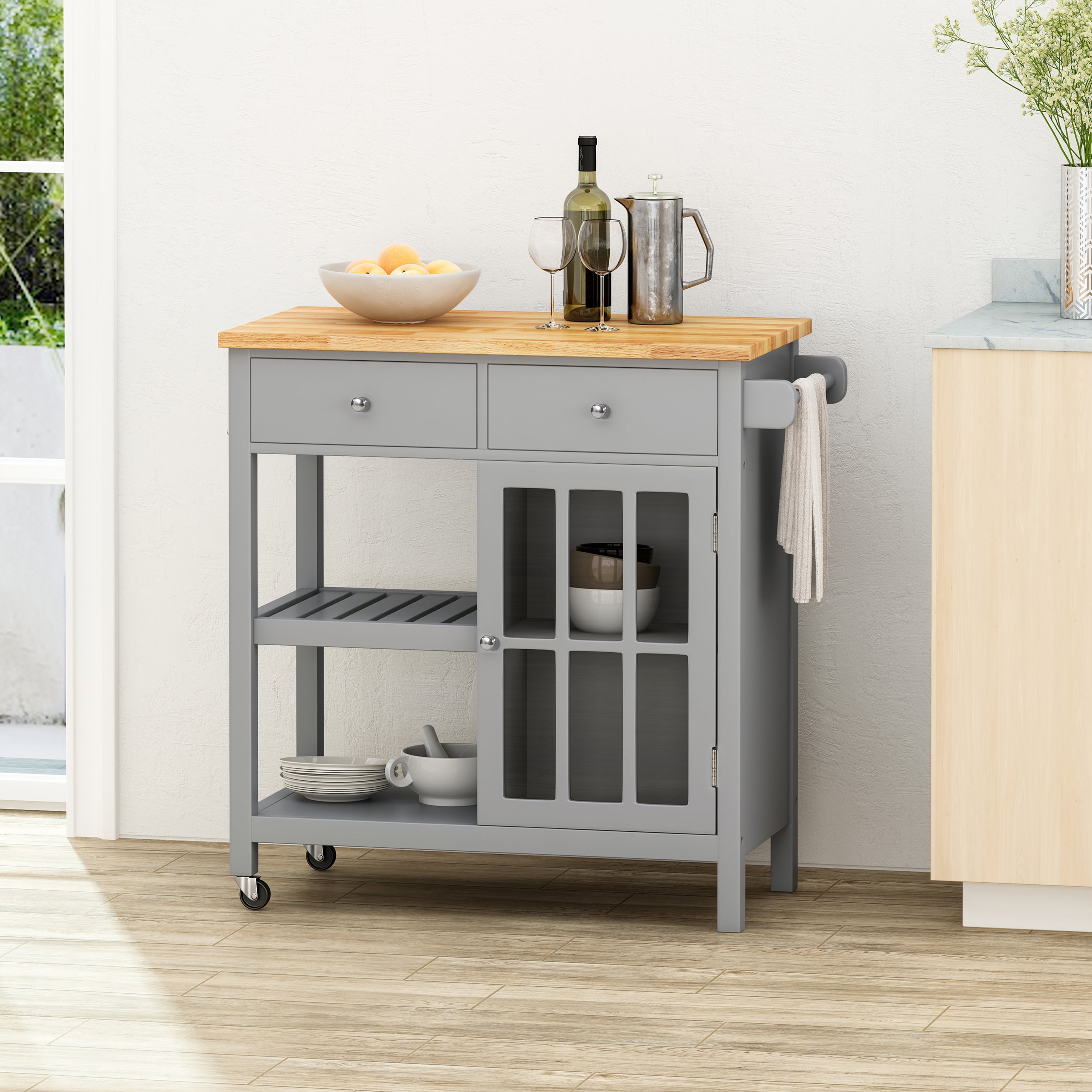 Kitchen Island Furniture, KITCHEN CART, Grey Dining Kitchen Carts,Wood ...