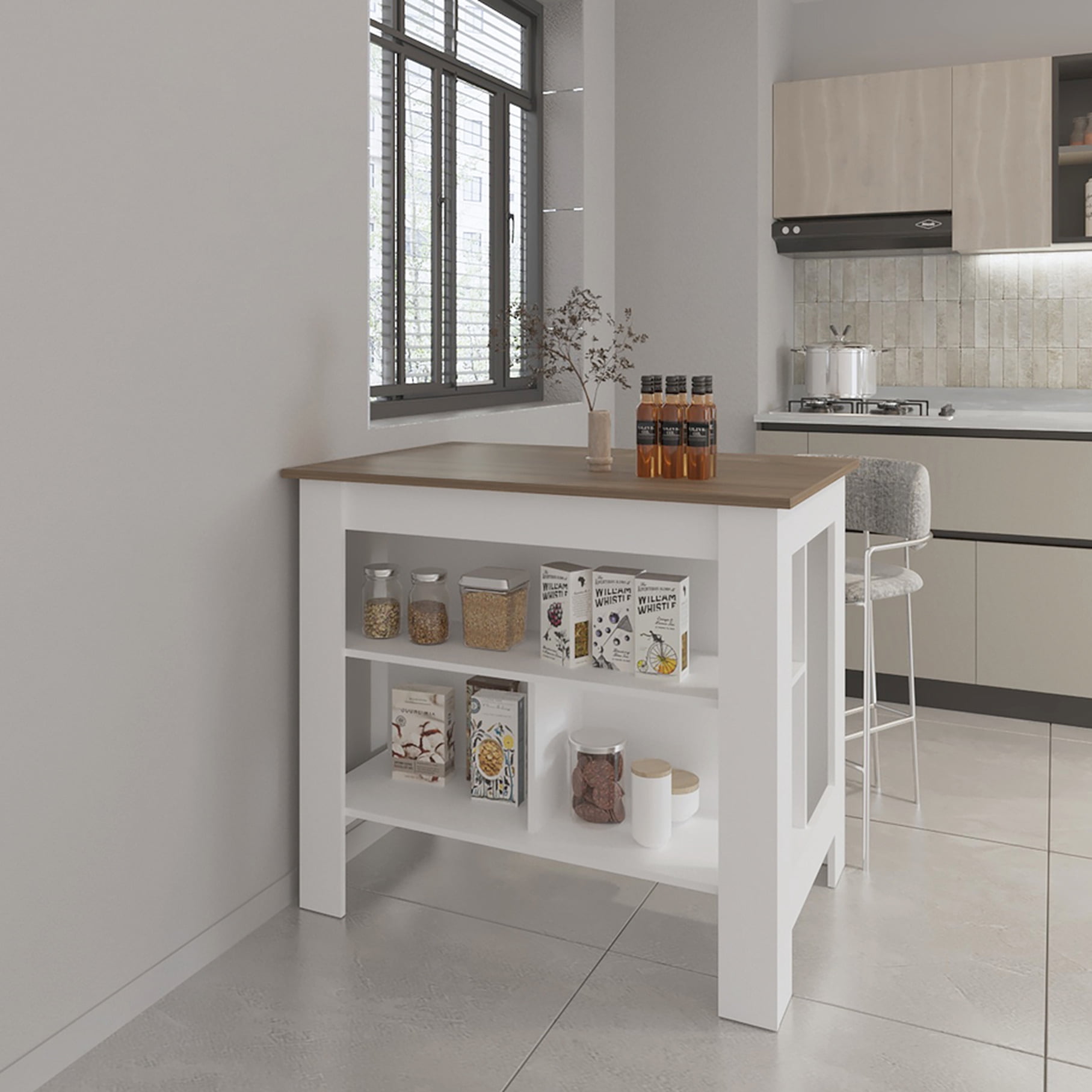 Kitchen Island In /white With Practical Storage Compartments For /white ...