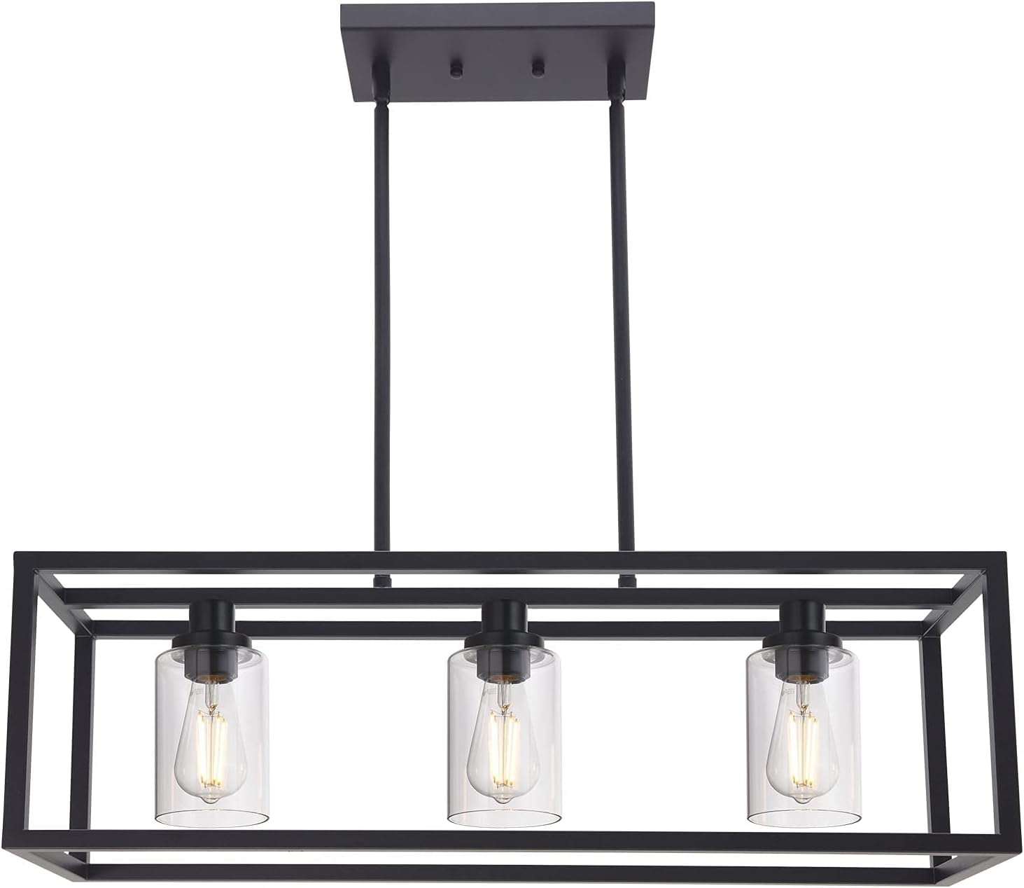 Kitchen Island Lighting 3 Lights Farmhouse Chandelier, Black Pendant ...