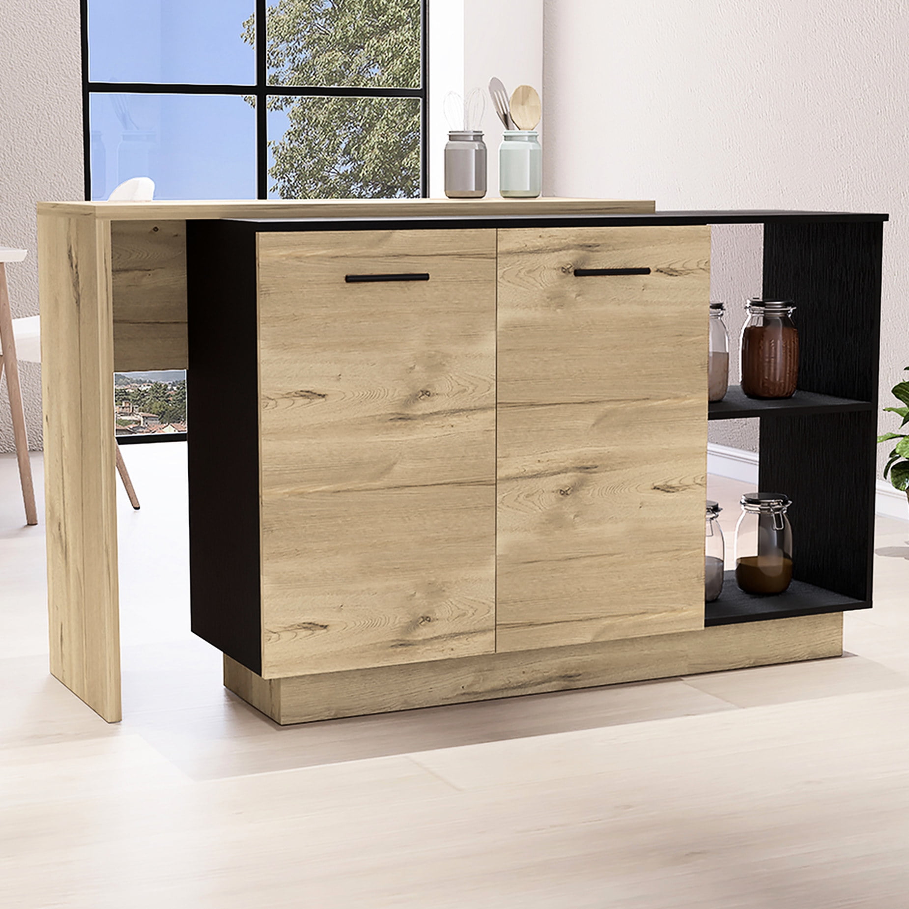 Kitchen Island | Modern Dining Auxiliary with Cabinets | FSC and TSCA Compliant Materials ...