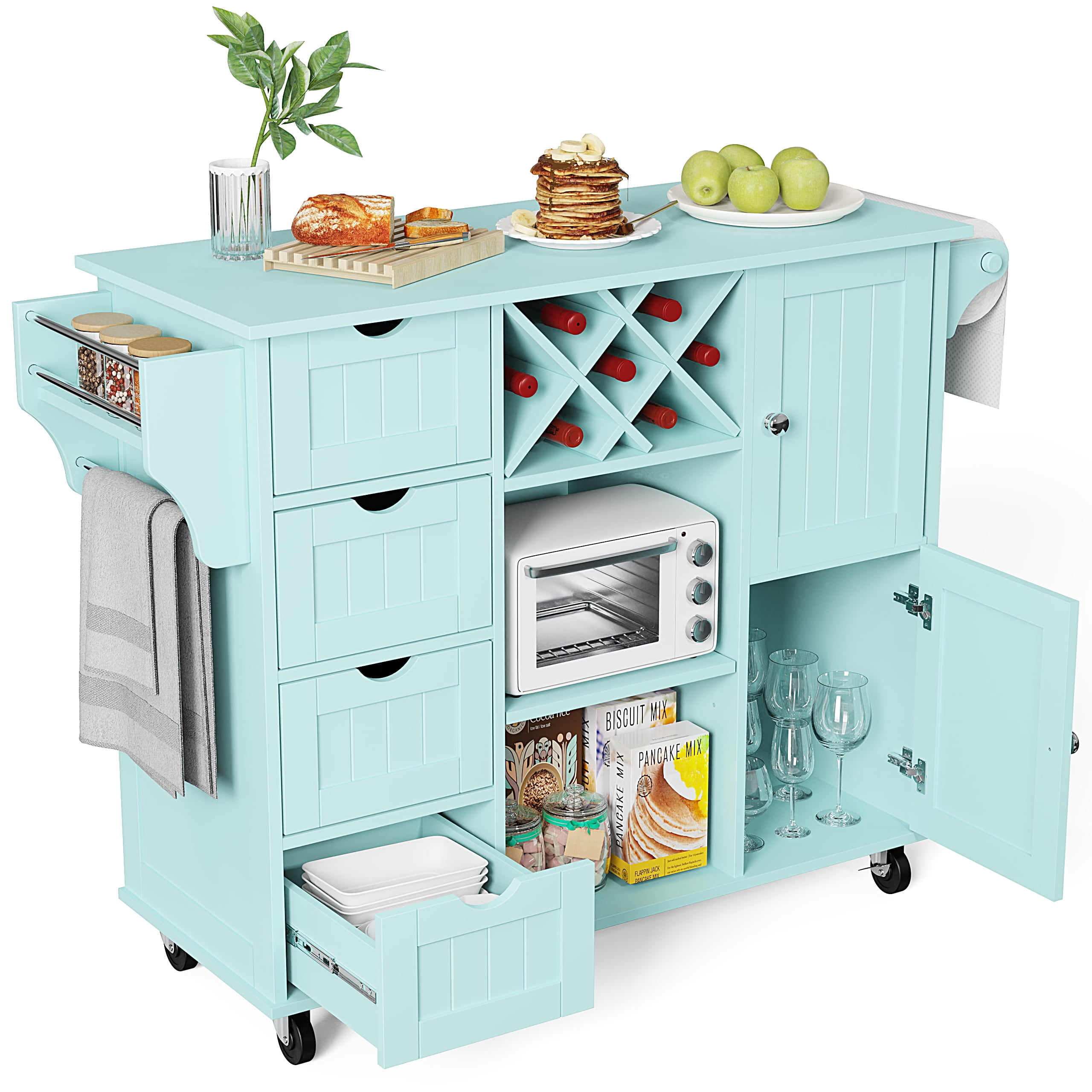 Kitchen Island On Wheels, Rolling Kitchen Island Cart, Barn Door ...