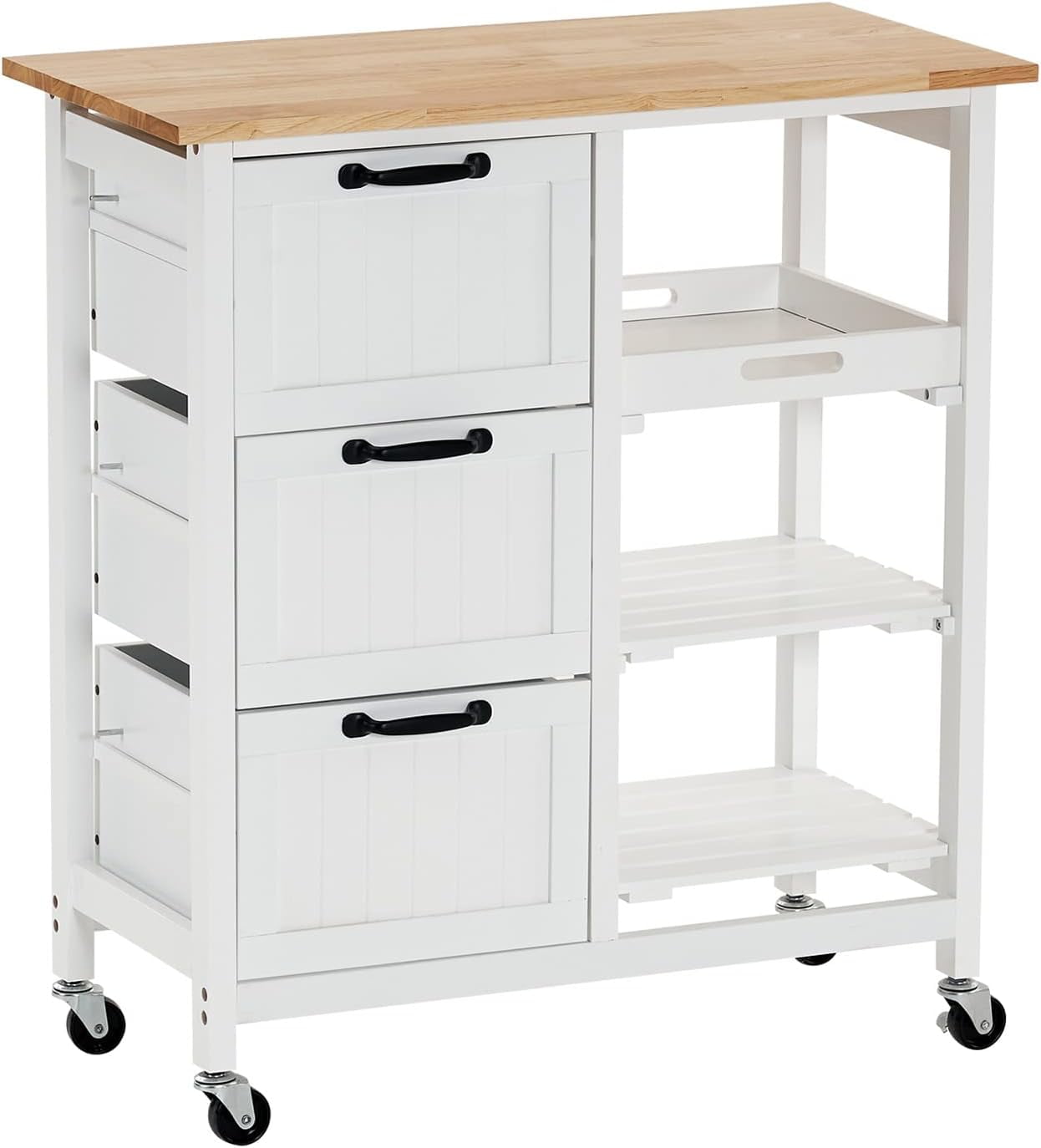 Kitchen Island, Rolling Kitchen Storage Cart with 3 Drawers 3 Tier ...