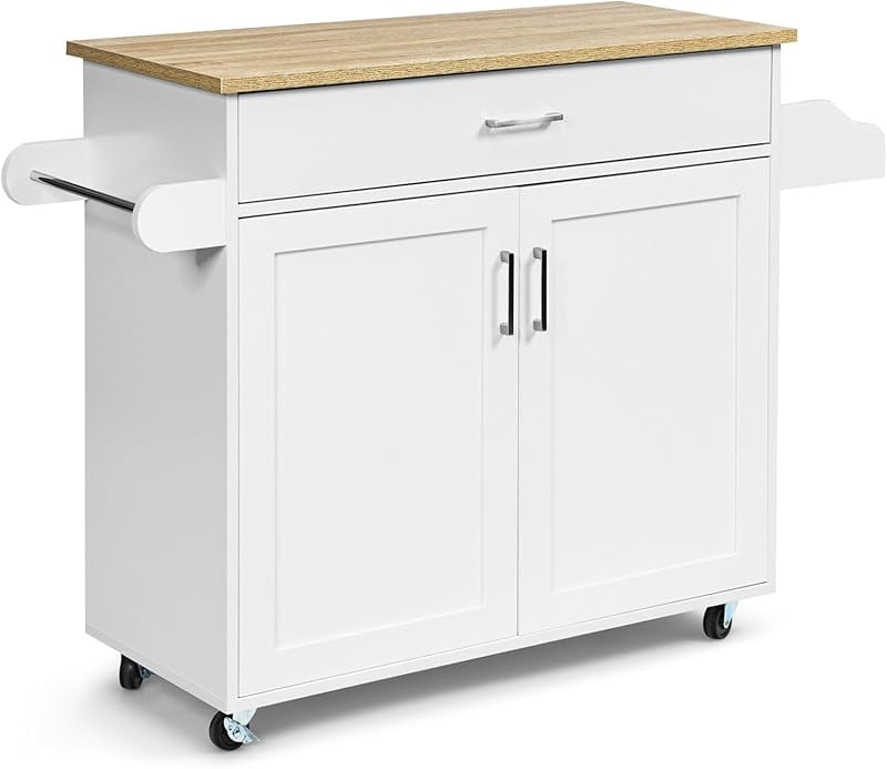 Kitchen Island, Rolling Storage Cart with Drawers, Large Cabinet, Spice ...