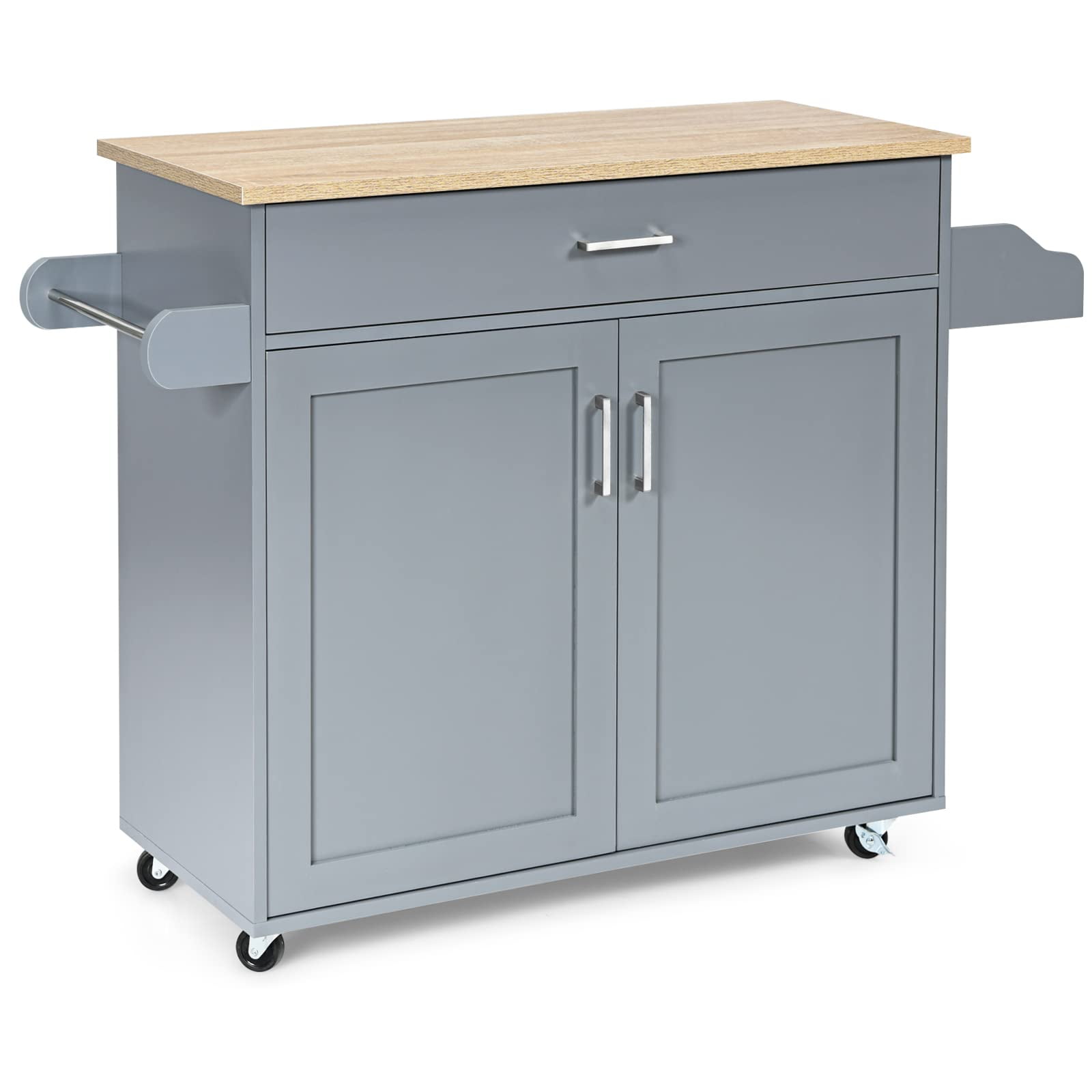 Kitchen Island, Rolling Storage Cart with Drawers, Large Cabinet, Spice ...