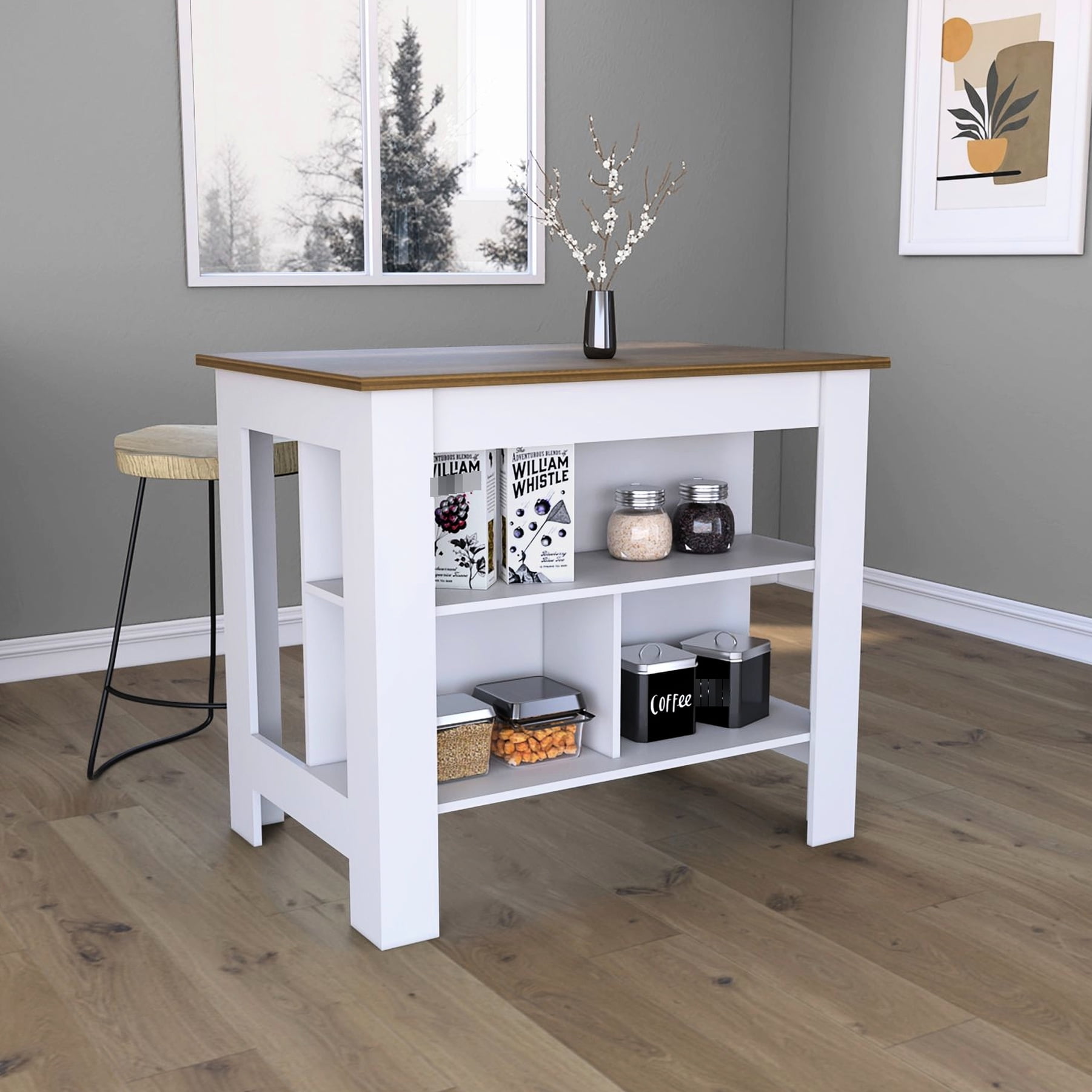 Kitchen Island | Sit and Do Meal Prep, Ample Top Space | Particle Board ...