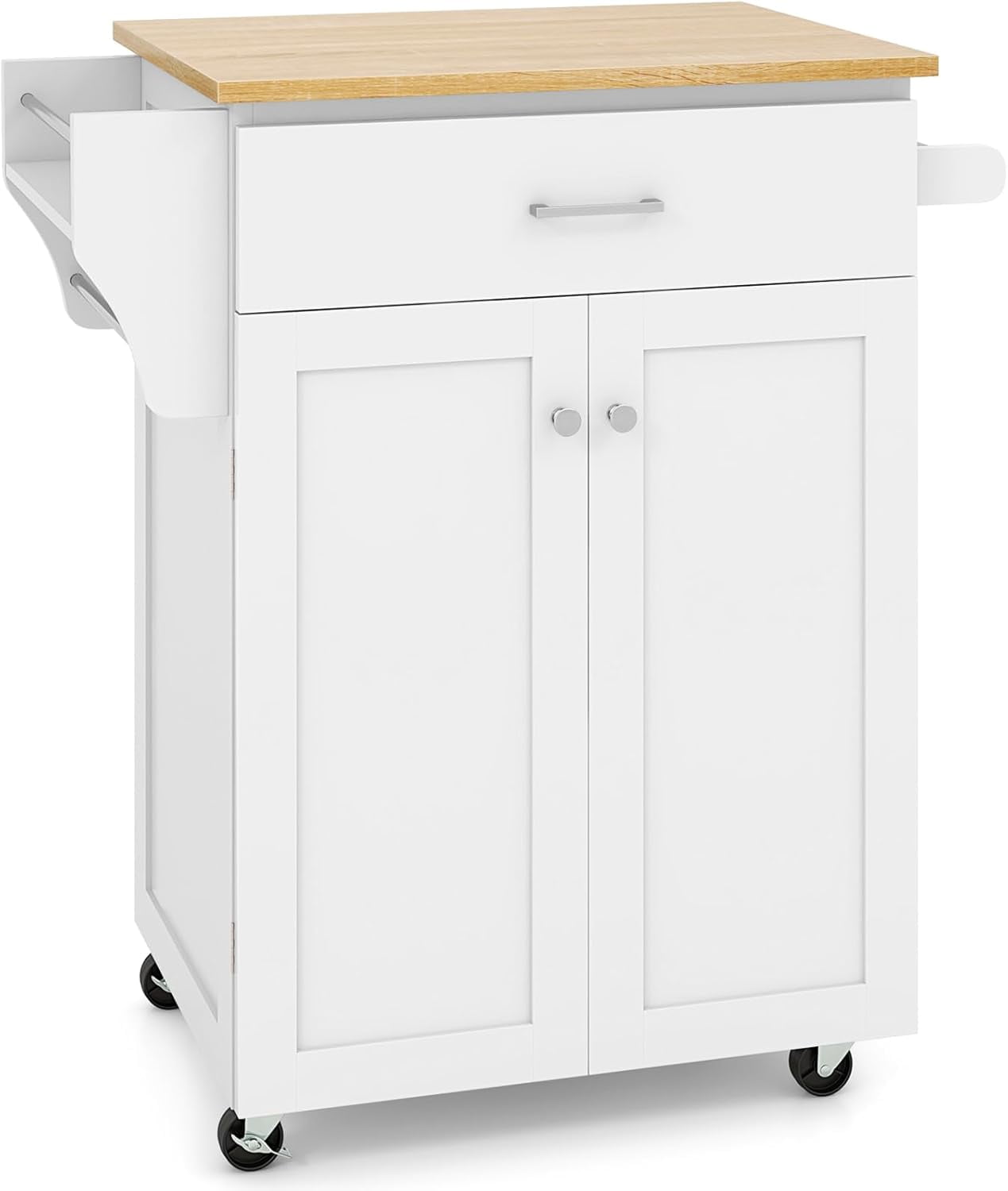 Kitchen Island, Small Rolling Cart with Drawers, 2 Door Cabinet, Spice ...