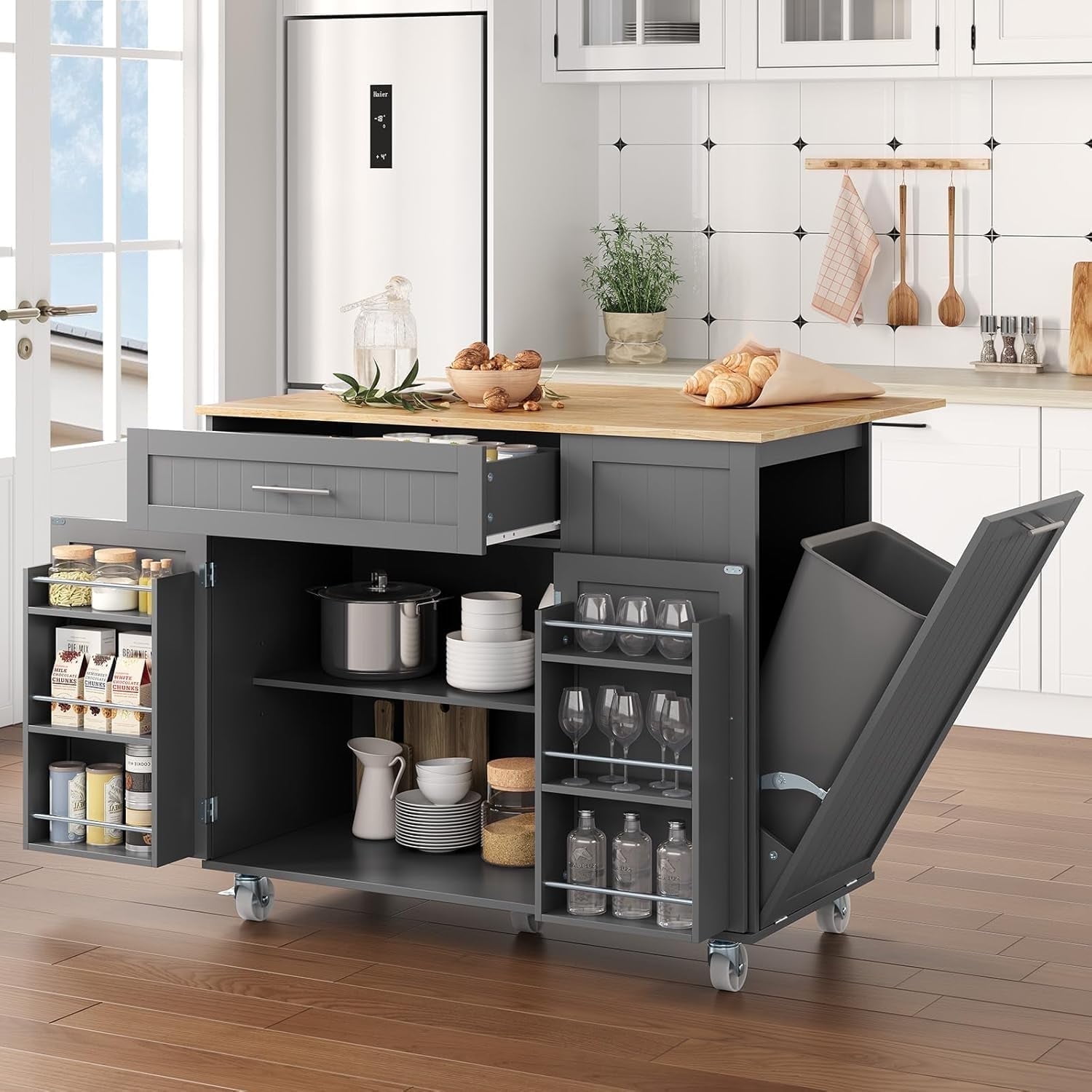 Kitchen Island With Storage 31 5 D Rolling Kitchen Island Cart On
