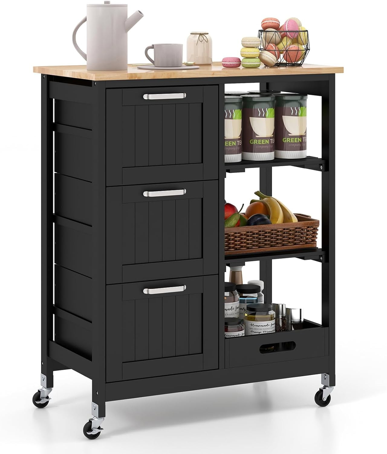 Kitchen Island with Storage Kitchen Trolley on Wheels with Drawers ...