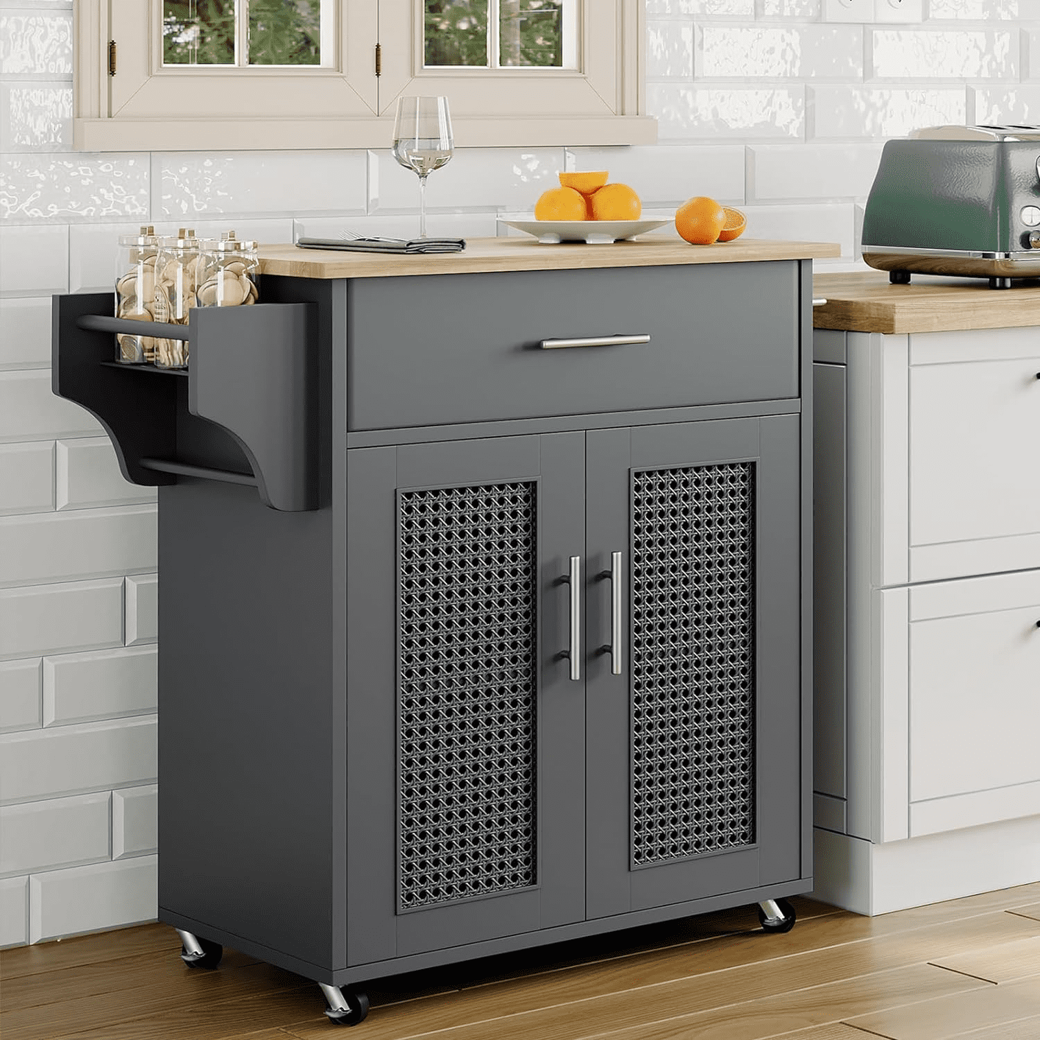 Kitchen Island with Storage Rolling Kitchen Island on Wheels with Solid ...