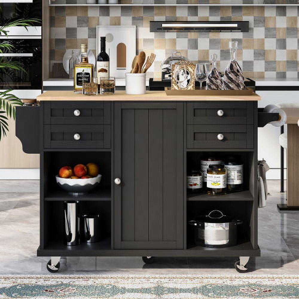 Kitchen Island, Trolley Cart Utility Cabinet on Wheels with Storage ...
