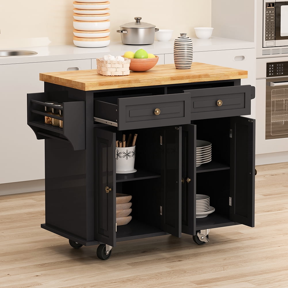 Kitchen Island on Wheels, Kitchen Island Cart With 2 Lockable Casters ...