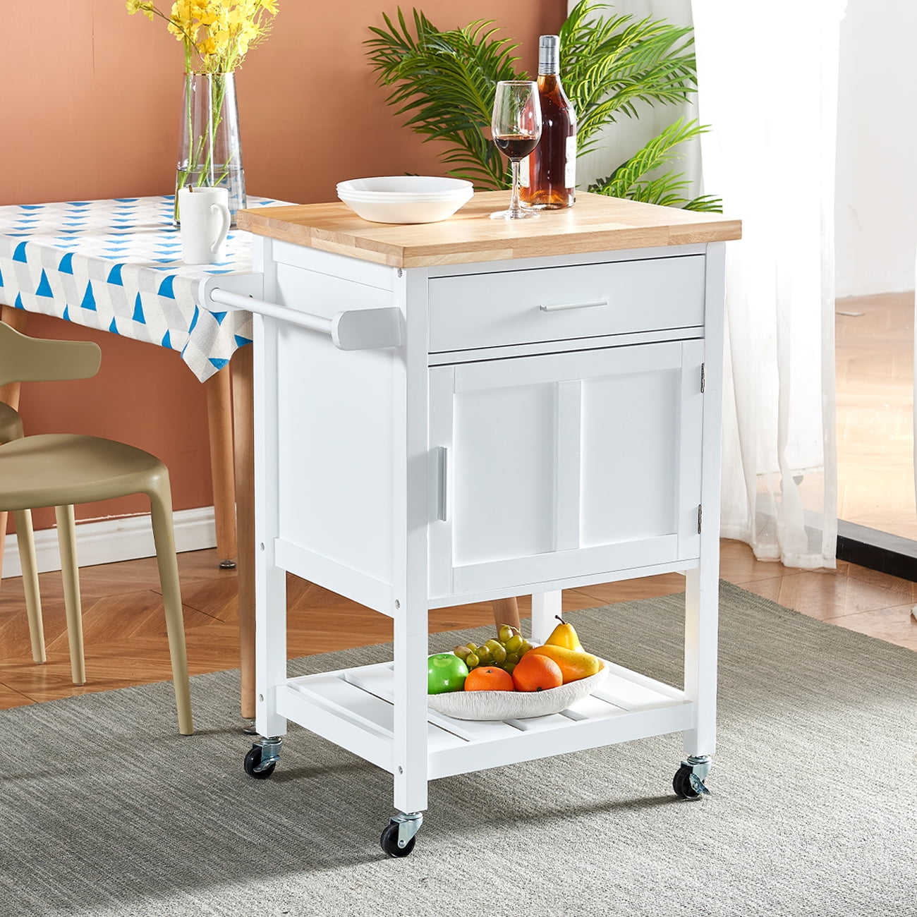 Kitchen Island on Wheels, Large Kitchen Island with Storage Drawers ...