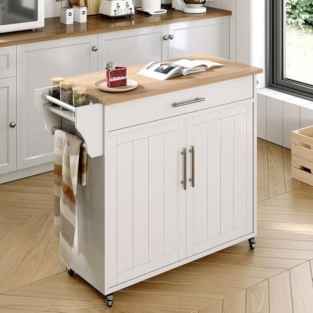 Kitchen Island on Wheels, Portable Rolling Kitchen Cart Storage Cabinet ...