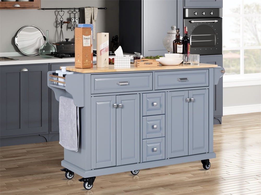 Kitchen Island on Wheels, Rolling Kitchen Island with Two Storage ...