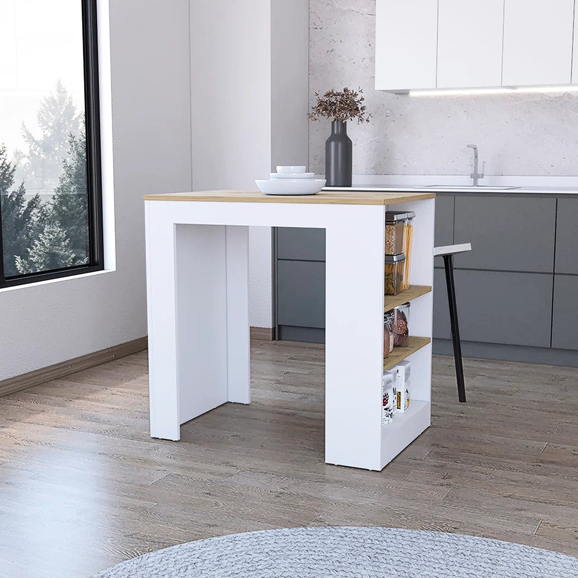 Kitchen Island With Mixer Stand In White: Keeps Appliances Accessible ...