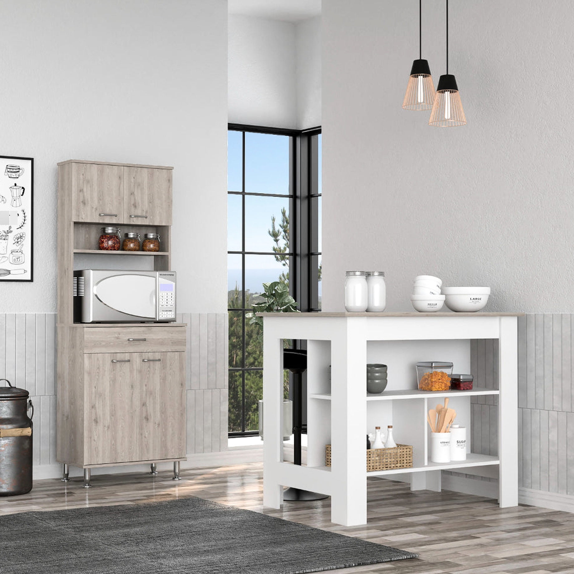 Kitchen Island for Small Spaces + Pantry Cabinet”-“Limited Kitchen ...