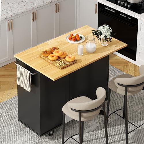 Kitchen Island on Wheels with Storage, Wheeled Island & Cart with 3 ...