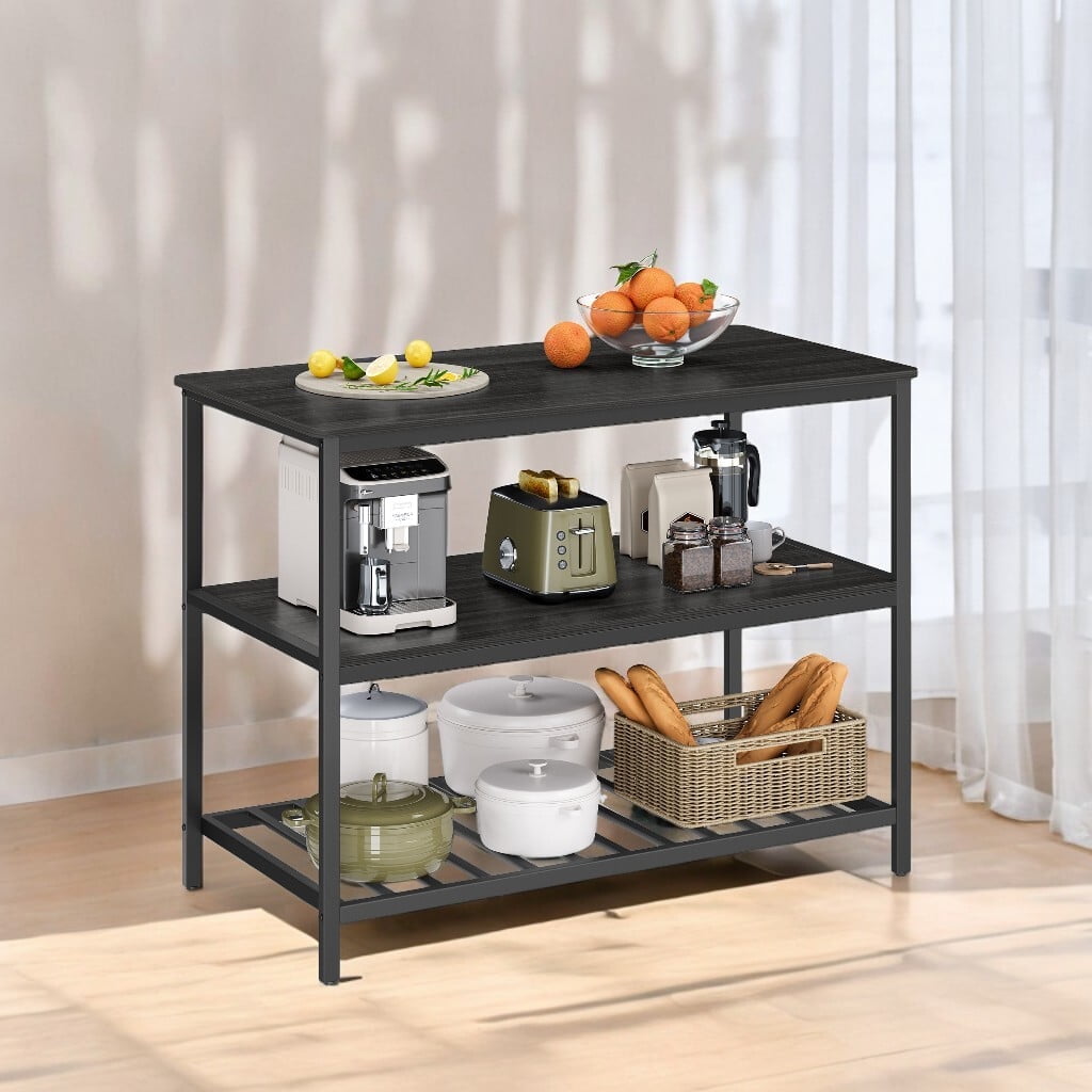 Kitchen Island with 3 Shelves, Island Table, 47.2 Inches Width Kitchen ...