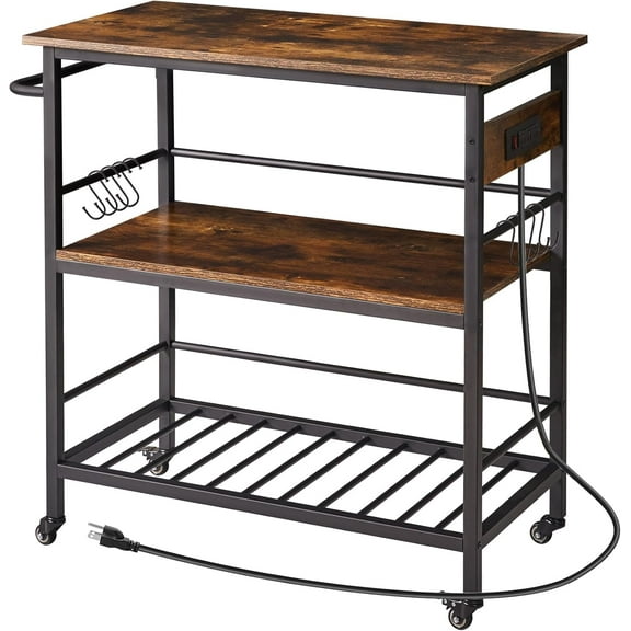 Uforic Outdoor Grill Table Solid Wood Storage Cabinet, Rolling Kitchen ...
