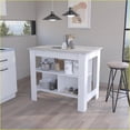 Kitchen Island with 3 Shelves, White/Ibiza Marble Finish | Particle ...