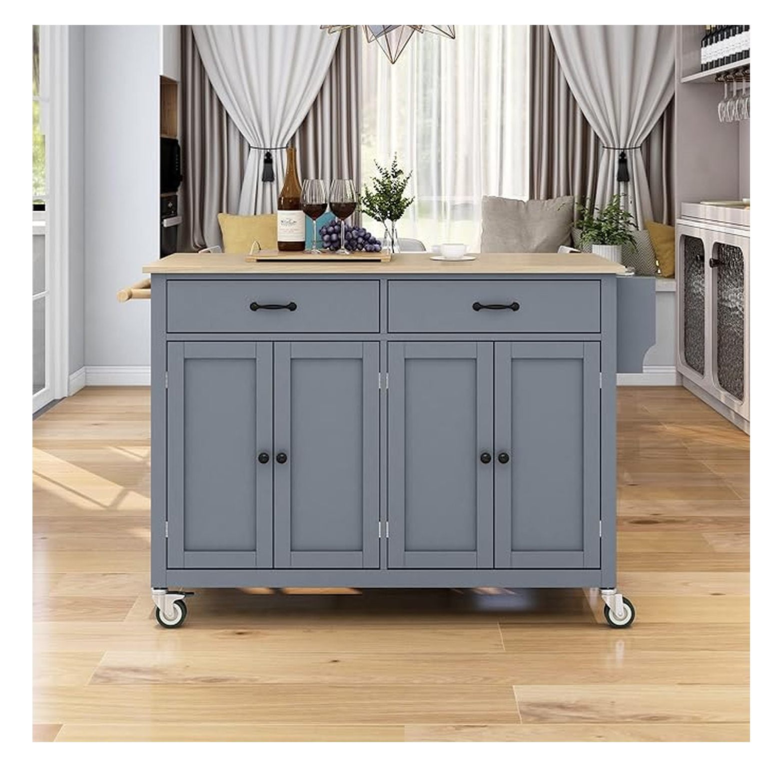 Kitchen Island with Storage, Rolling Cart on Wheels with Drawers ...