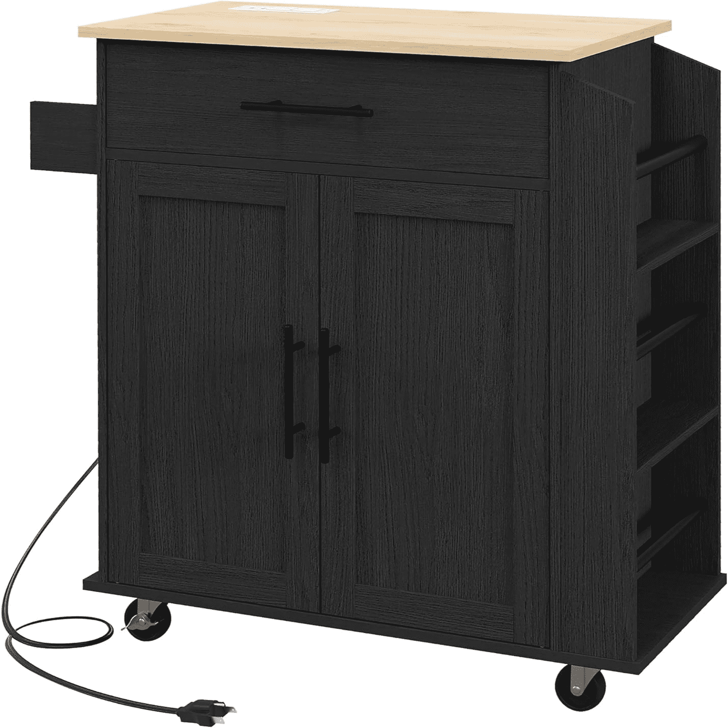 Kitchen Island with Storage Rolling Kitchen Cart with AC Outlets and ...