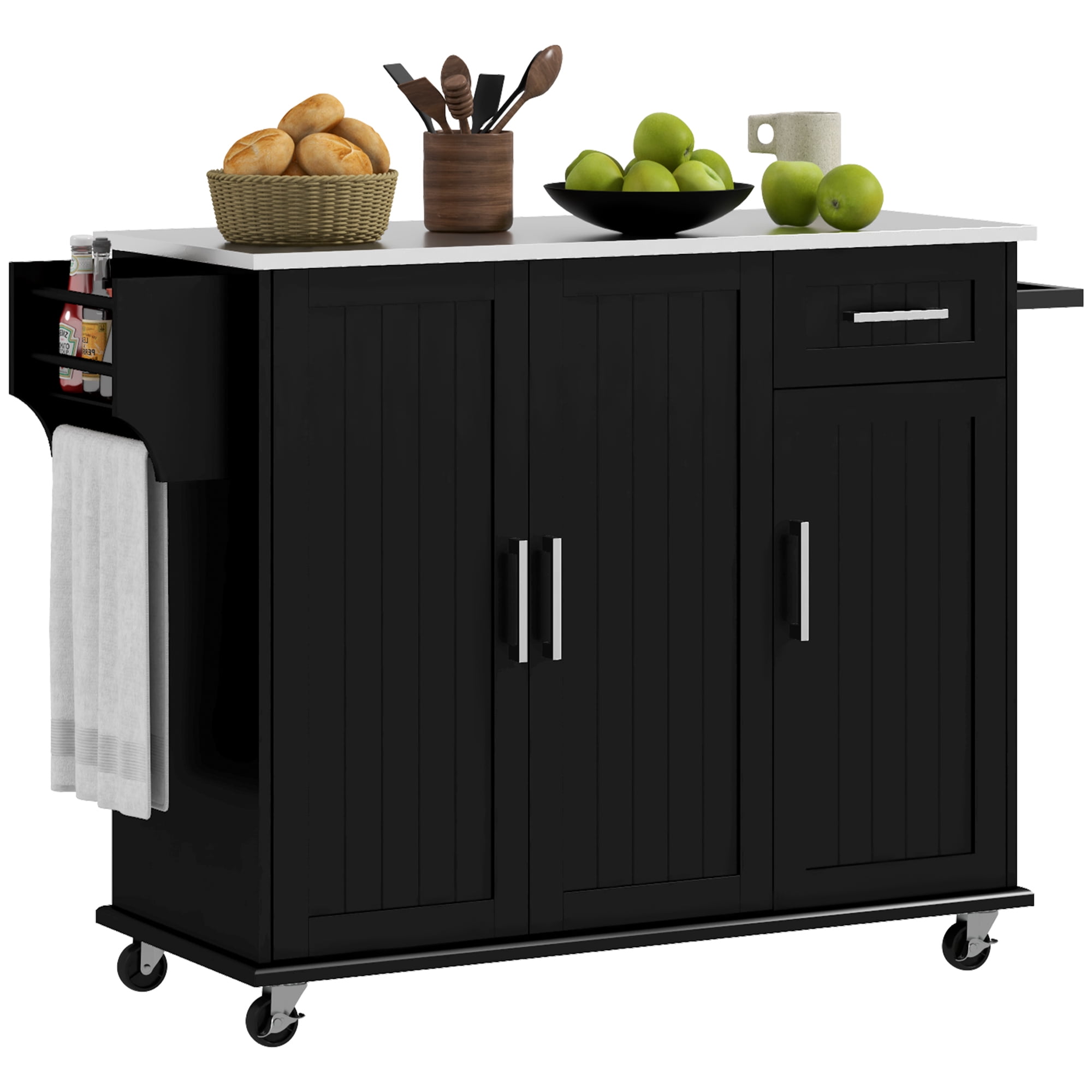 Kitchen Island with Storage, Rolling Kitchen Island on Wheels with ...