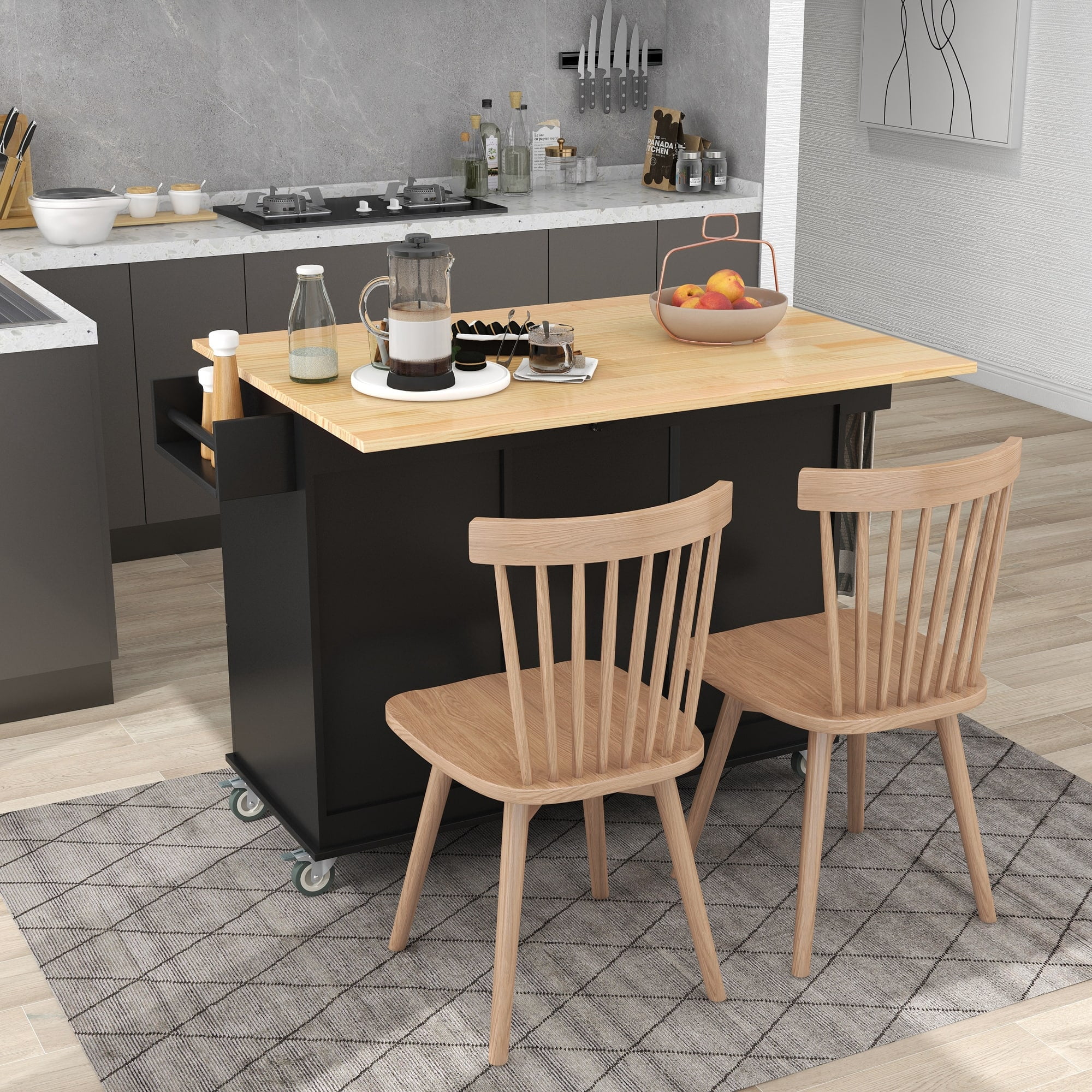 Kitchen Island with Storage Rolling Kitchen Island on Wheels with Drop ...