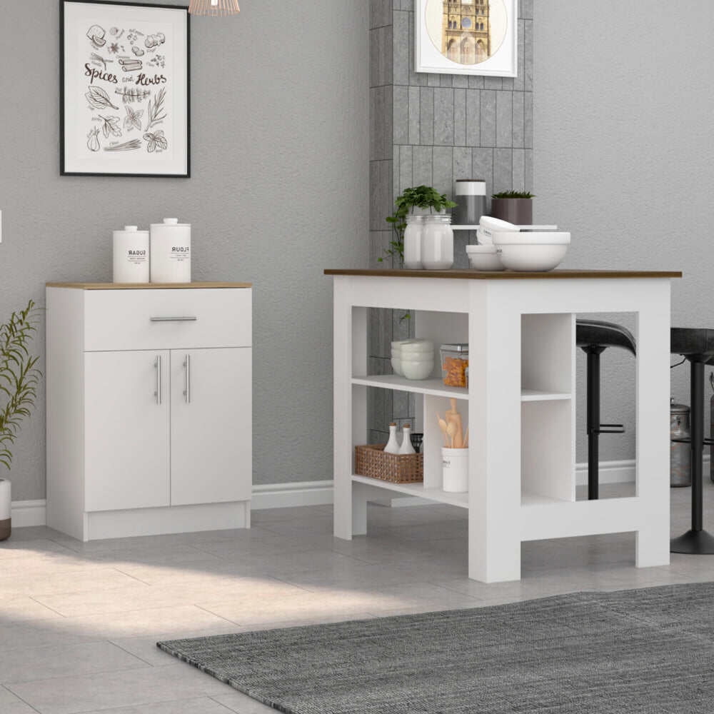 Kitchen Islands 2 Piece Kitchen Set, Kitchen Island + Pantry Cabinet ...
