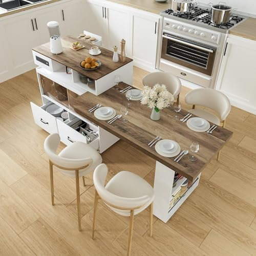 Kitchen Islands with Extendable Dining Table Rolling Islands Power ...