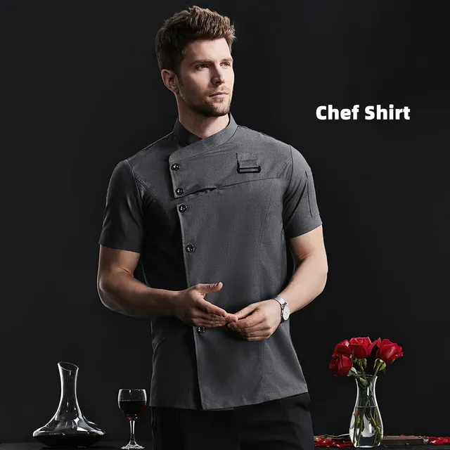 Kitchen Jacket Catering Uniform Short Sleeve Chef Clothes Hotel ...