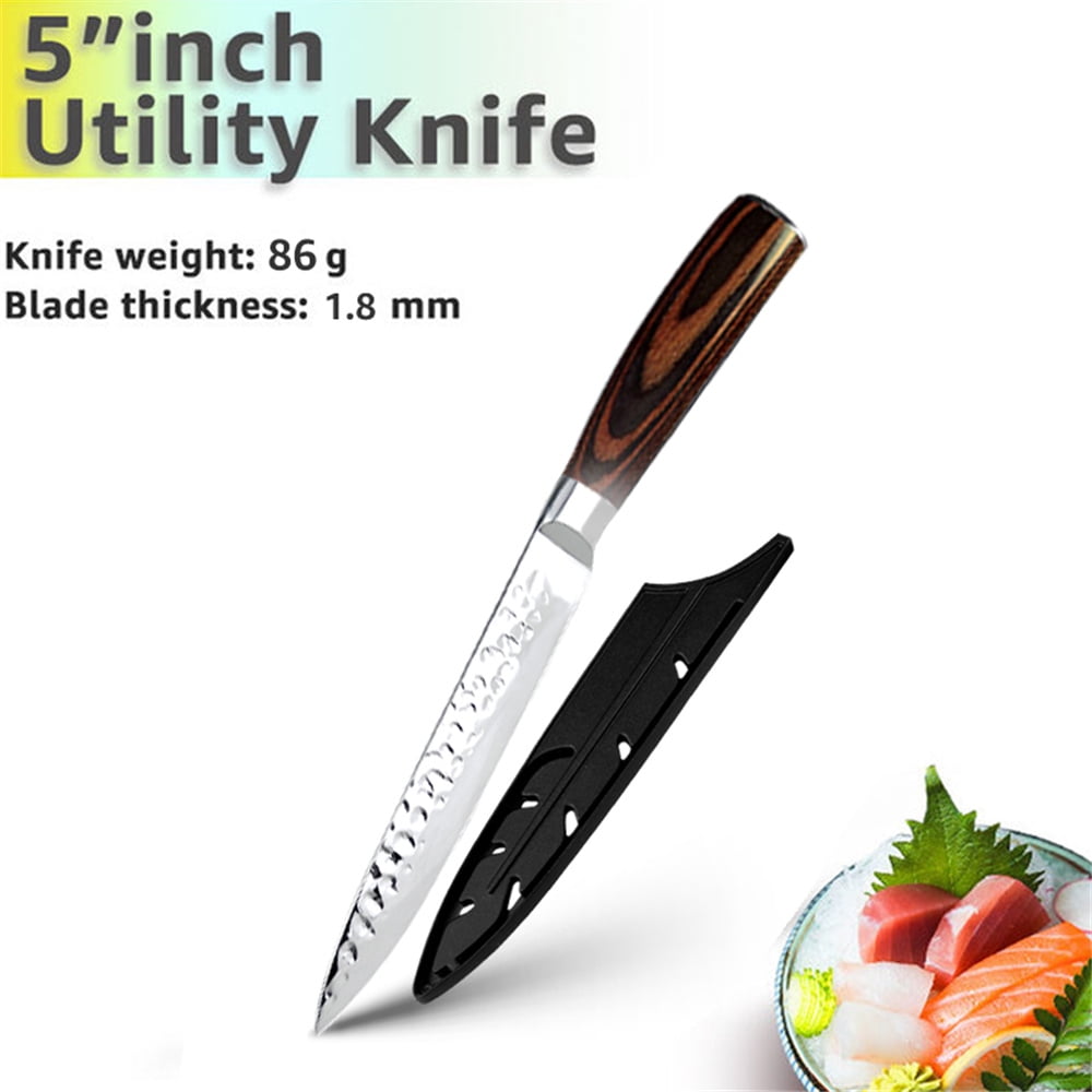 Kitchen Knife 5inch Utility Knives with Sheath,Stainless Steel Sharp ...