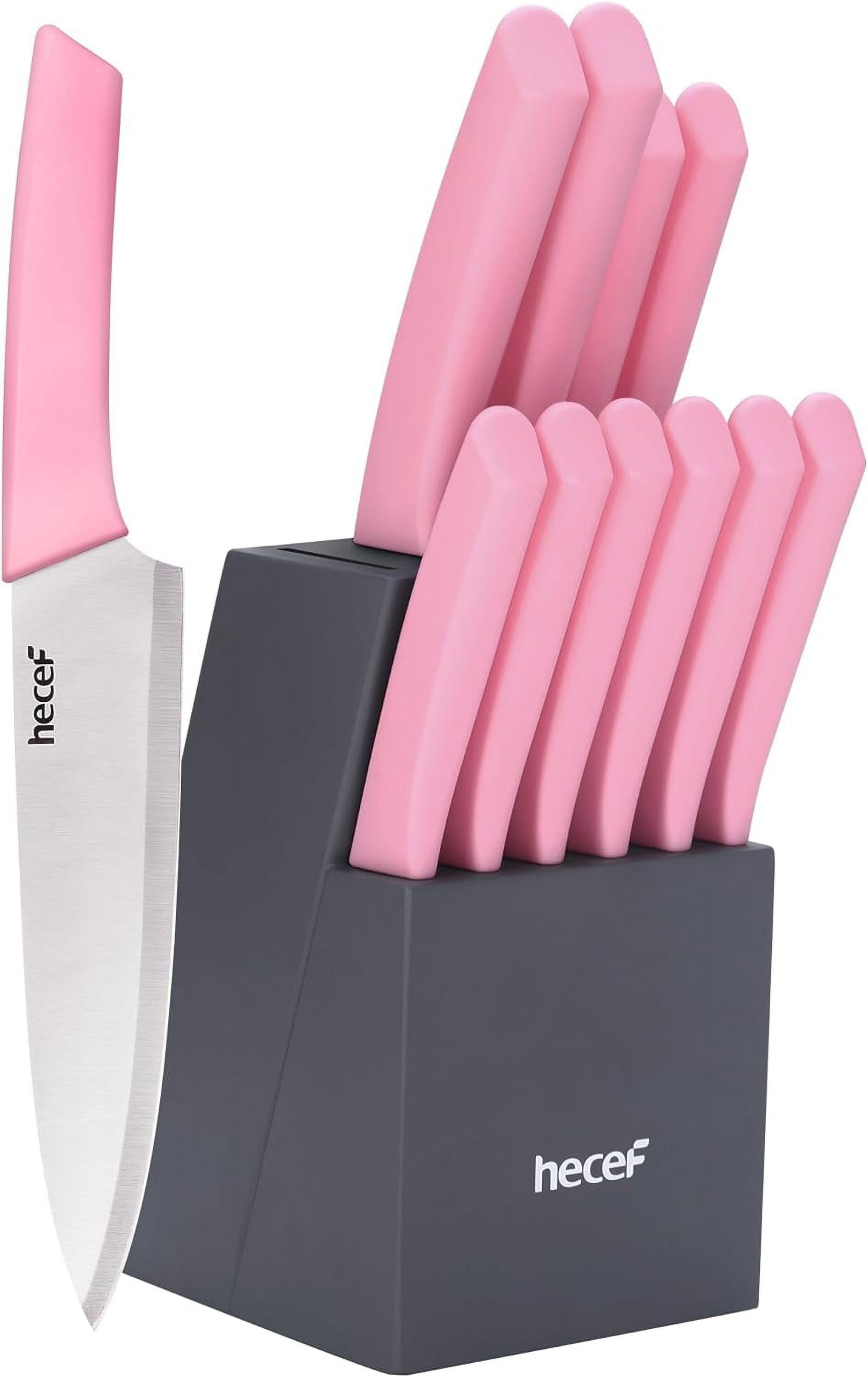 Kitchen Knife Block Set, 12 Pieces Knife Set with Wooden Block & Steak ...