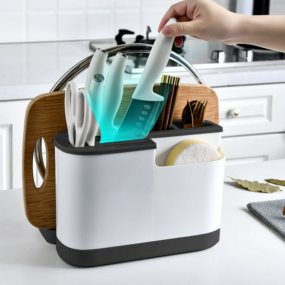 Kitchen Knife and Cutting Board Storage Rack, Multi-Layer Drainable ...