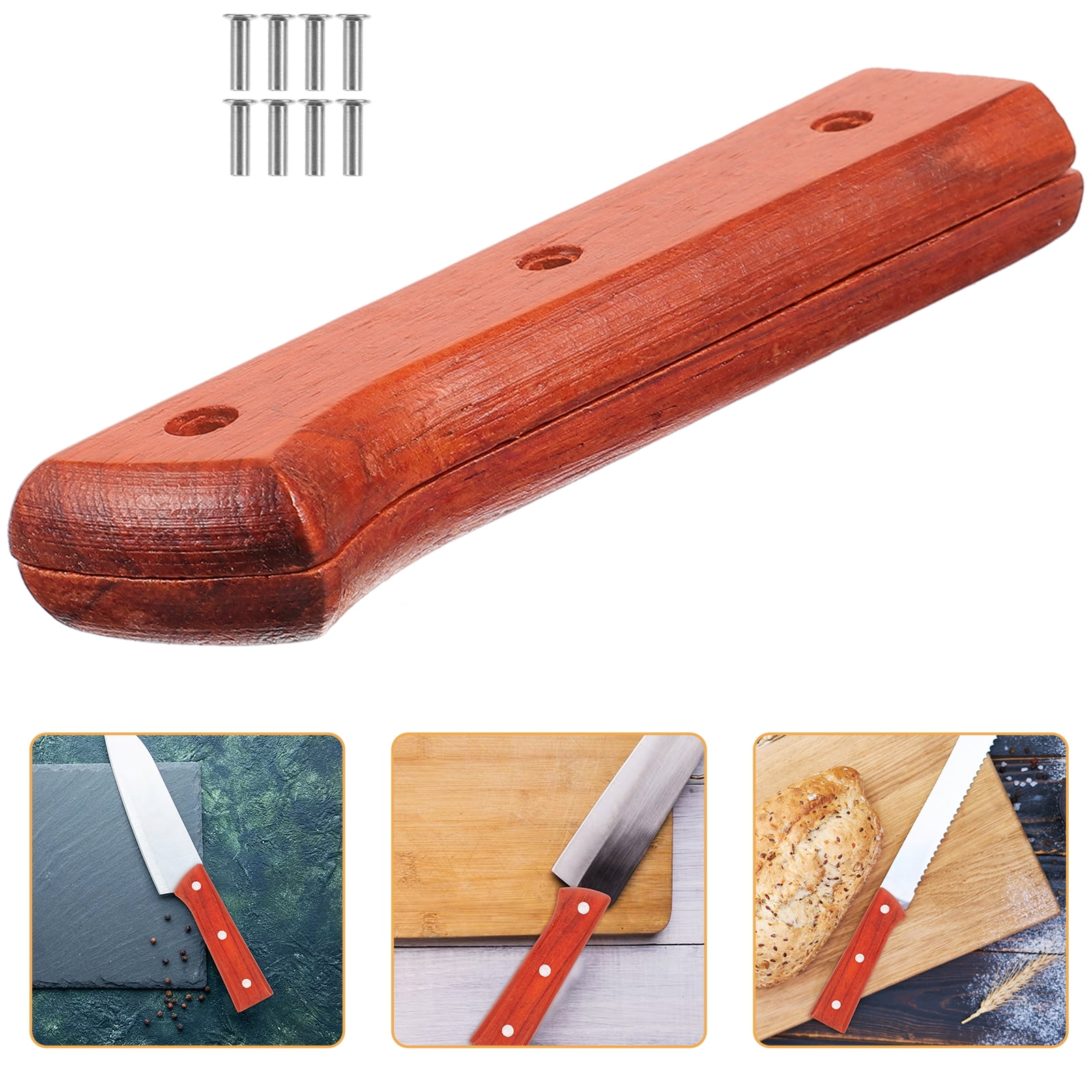 Kitchen Knife Handle Accessories (Type 1 Holed Red Pear Wood) Chef ...