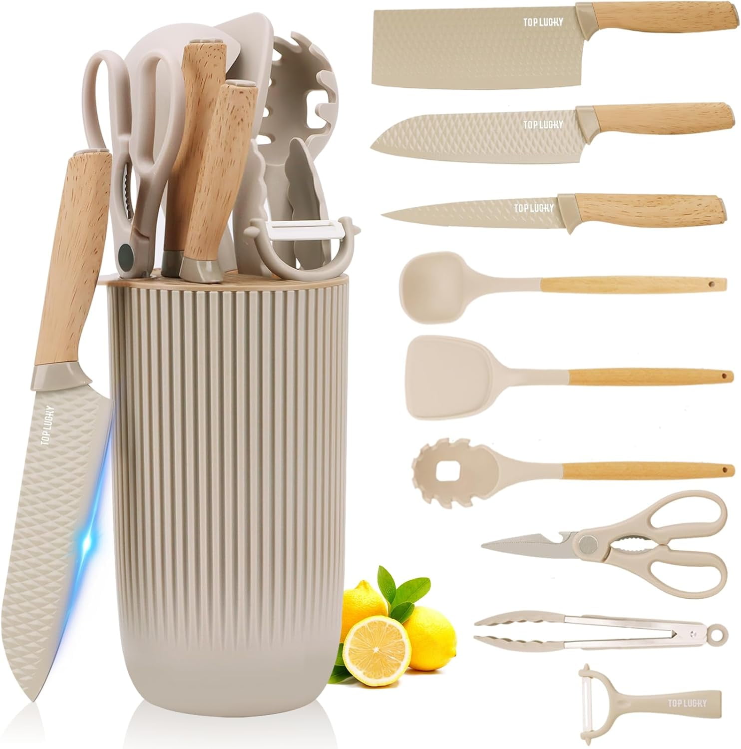 Kitchen Knife Set, 10 Pieces Chef Knife Set & Kitchen Utensils Set with ...