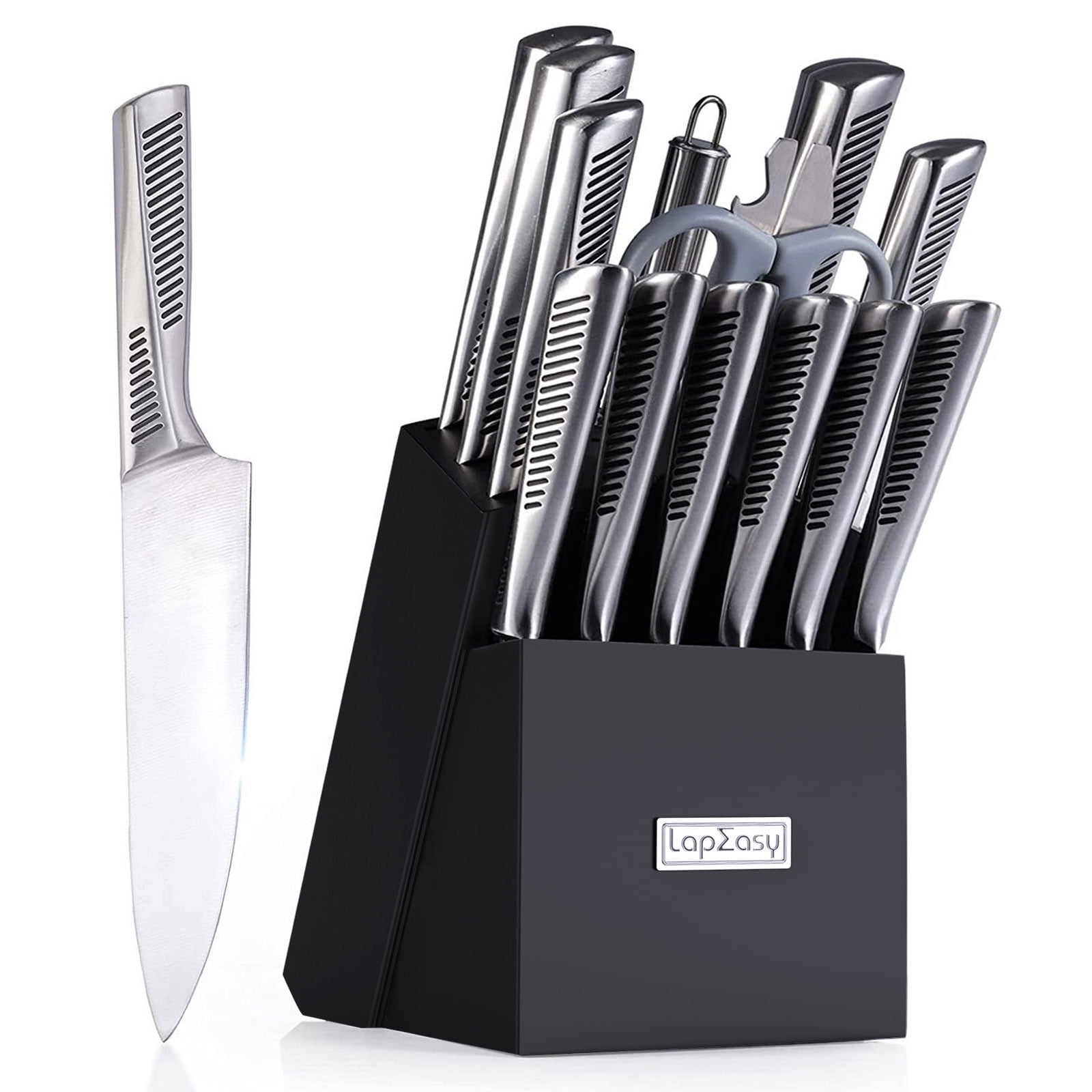 Kitchen Knife Set, 15 Piece Knife Sets with Block Chef Knife Stainless ...